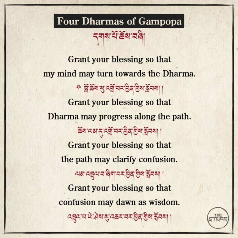 Four Dharmas of Gampopa དྭགས་པོ་ཆོས་བཞི། - The Stupa